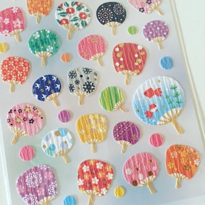 Japanese Fan Stickers, Uchiwa Fan Deco Stickers, Gift Wrapping, Crepe ...