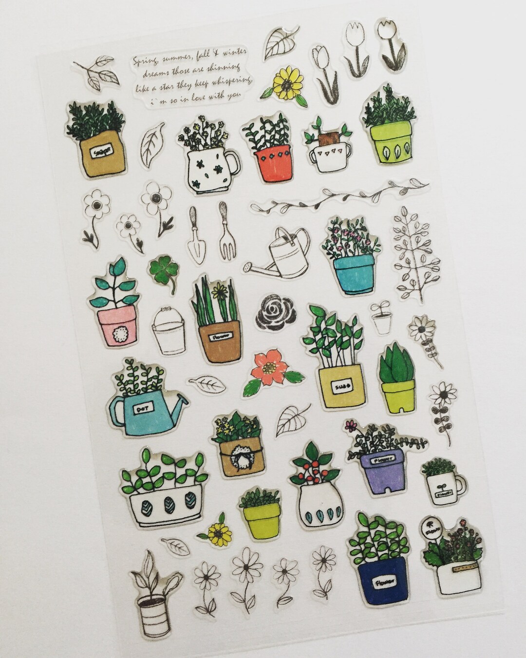 Gardening Plants Deco Stickers, Flower Pots Stickers, Gardener Plant ...