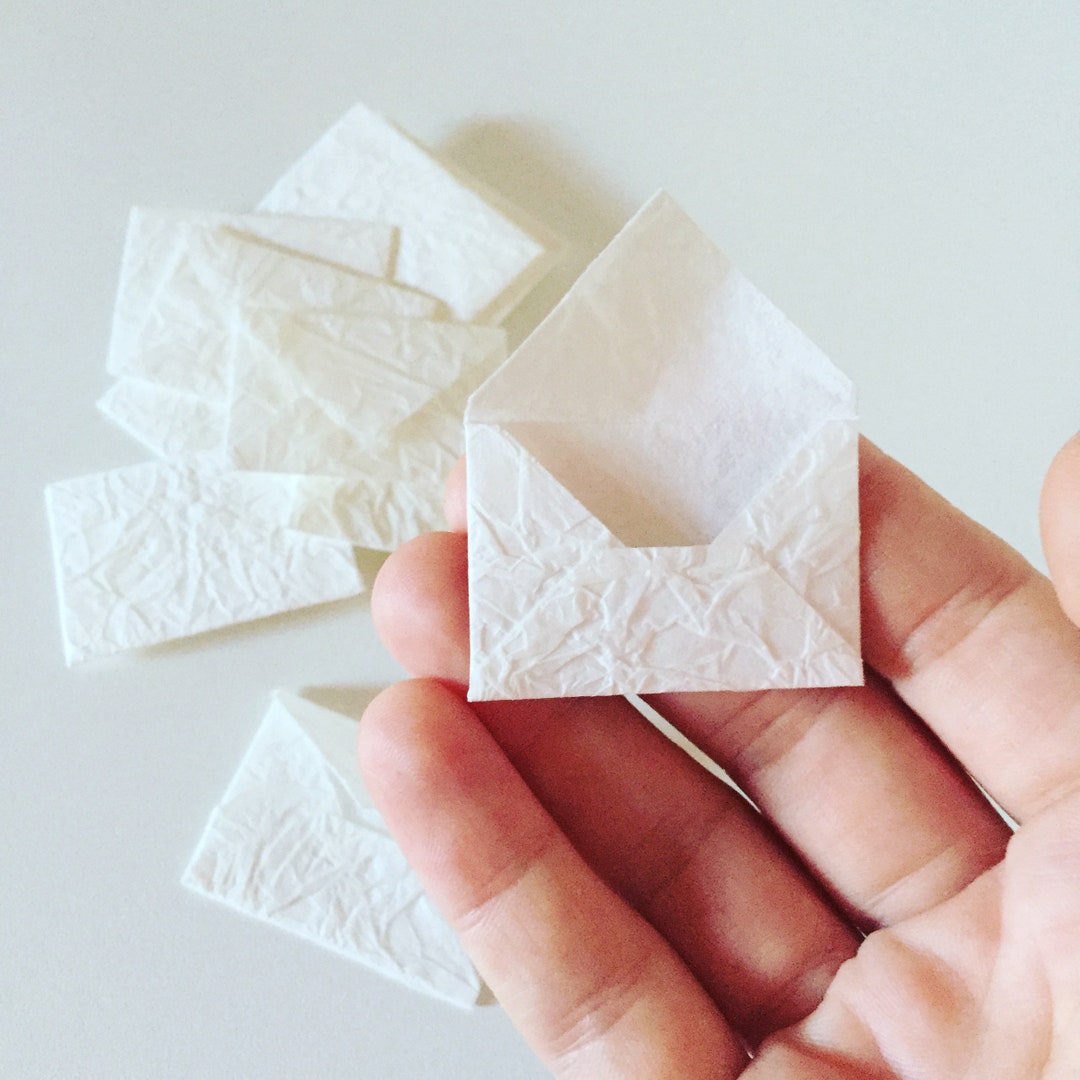 Mini/midi White Crepe Paper Envelopes, Tiny Crumpled Paper Envelopes ...