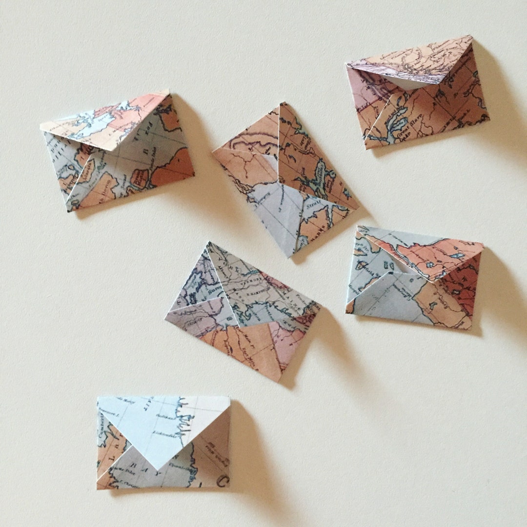 Atlas Map Mini Envelopes, Travel Journal Handmade Envelopes, Traveller ...