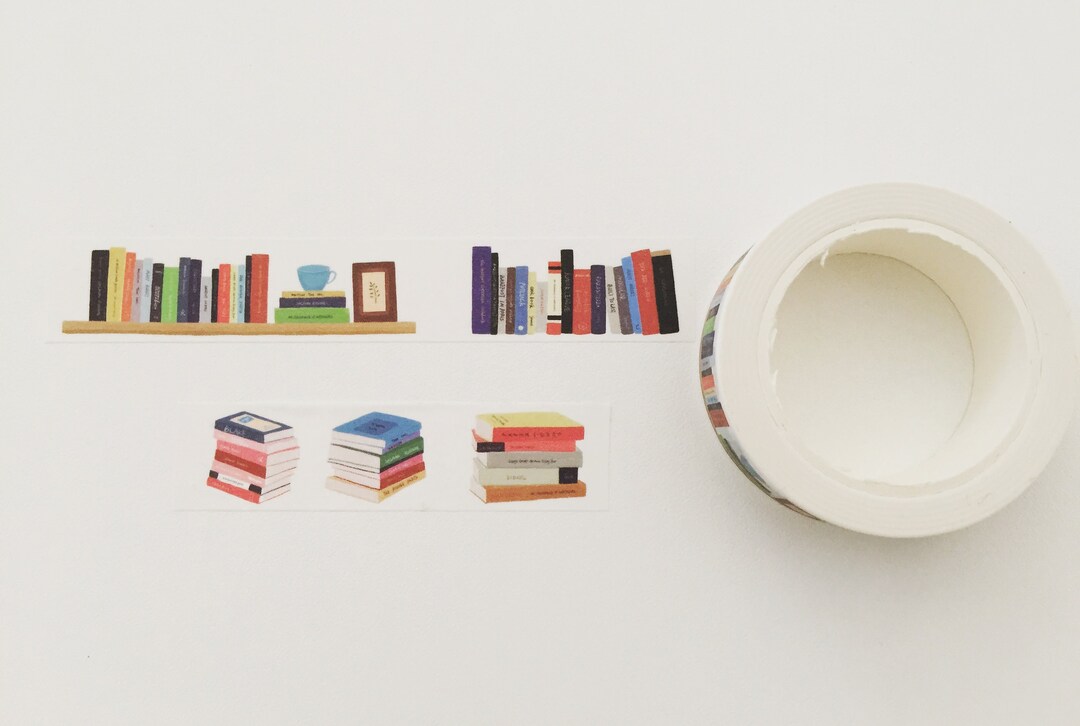 Book Pile Washi Tape, Student Bookshelf Planner Washi, Bookworm Washi ...