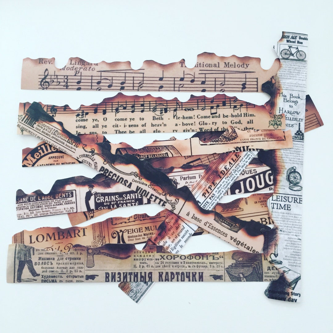Vintage Burnt Effect Paper Strips, Retro Burned Paper Stickers, Vintage ...