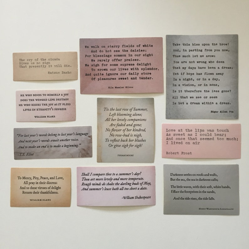 Poetry Stickers: Famous Quotes, Typewriter Style, Scrapbooking (set of ...