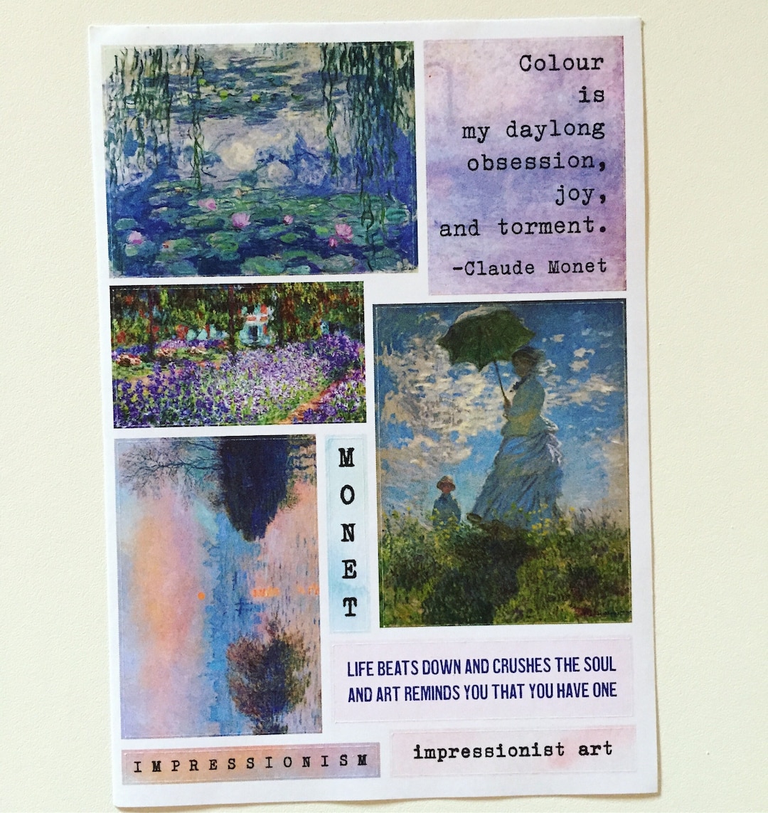 Claude Monet Art Stickers: Impressionist Painting & Quote Stickers ...
