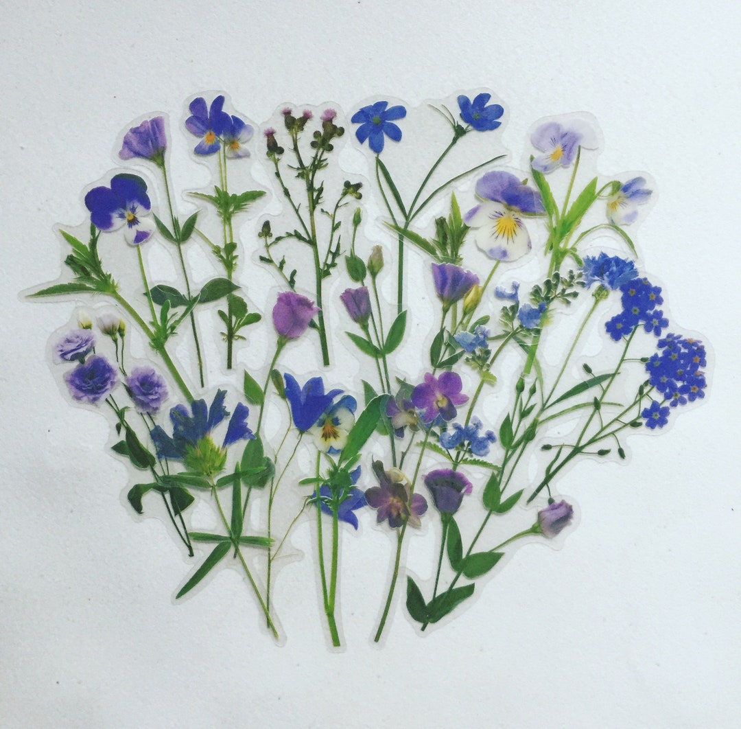 Purple Flowers Sticker Set, Wild Flower Bouquet Stickers, Pansy ...