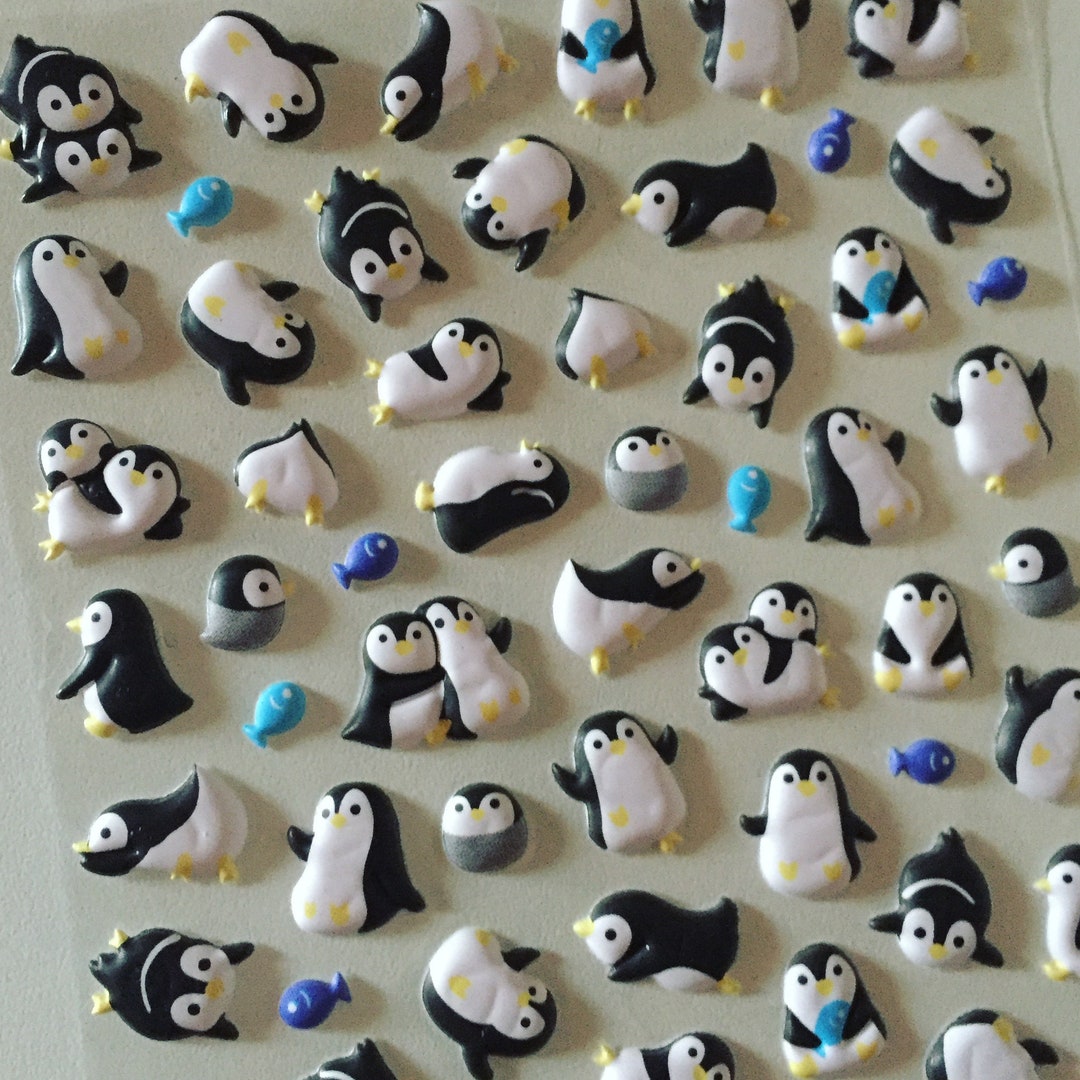 Penguin Puffy Stickers, Tiny Arctic Animal Deco Stickers, Penguins ...