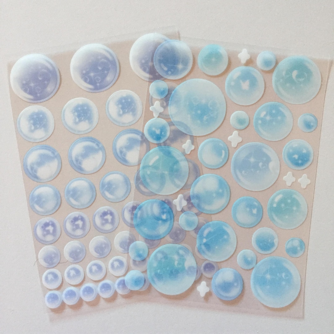 Blue Air Bubble Stickers: Kawaii Journal Planner Decals - Etsy