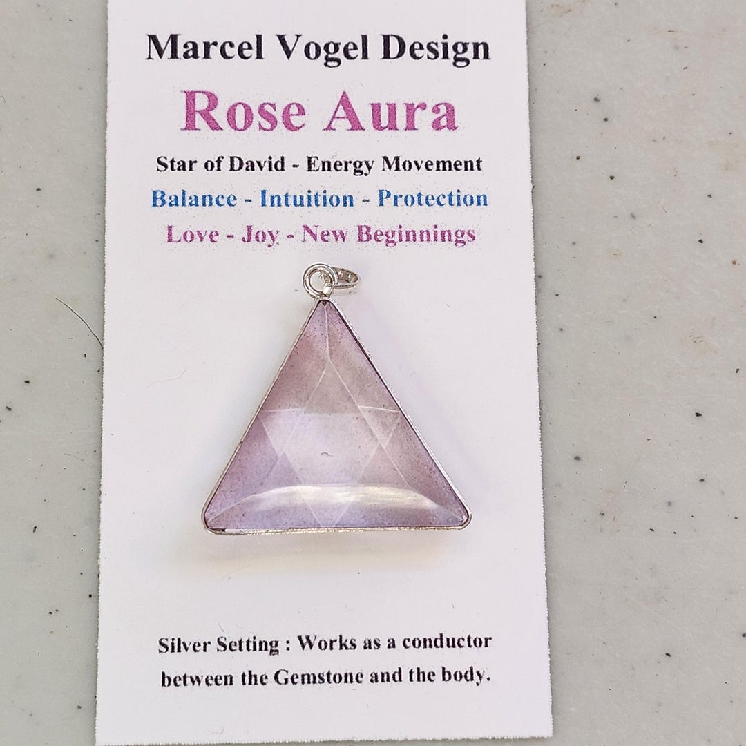 Genuine Rose Aura Marcel Vogel Pendant Set in Sterling Silver - A Grade ...