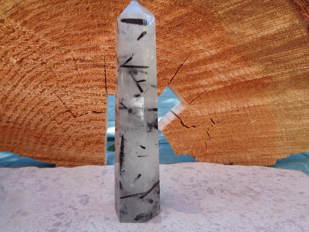 Tourmalinated Quartz Standing Point - Etsy