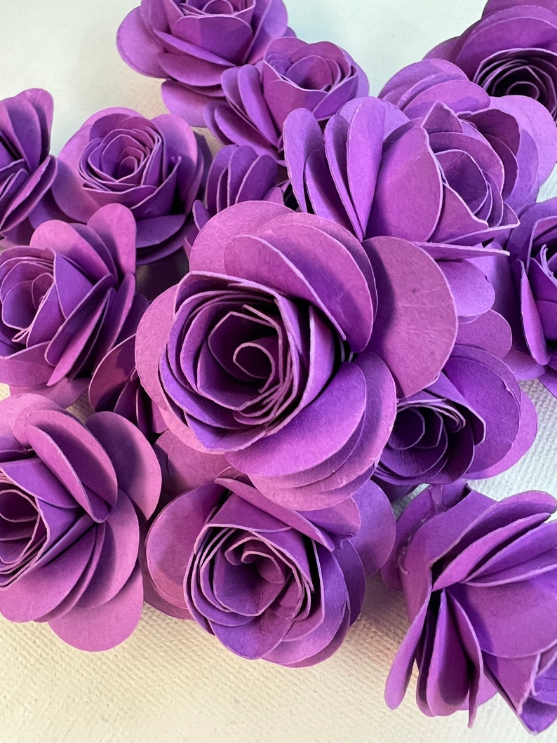Purple Paper Flowers, DIY Craft Roses, Wedding Decor, 1-inch - Etsy