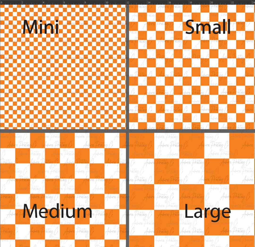 Orange Checkerboard Printed Vinyl. Matte Heat Transfer Vinyl, Glitter ...