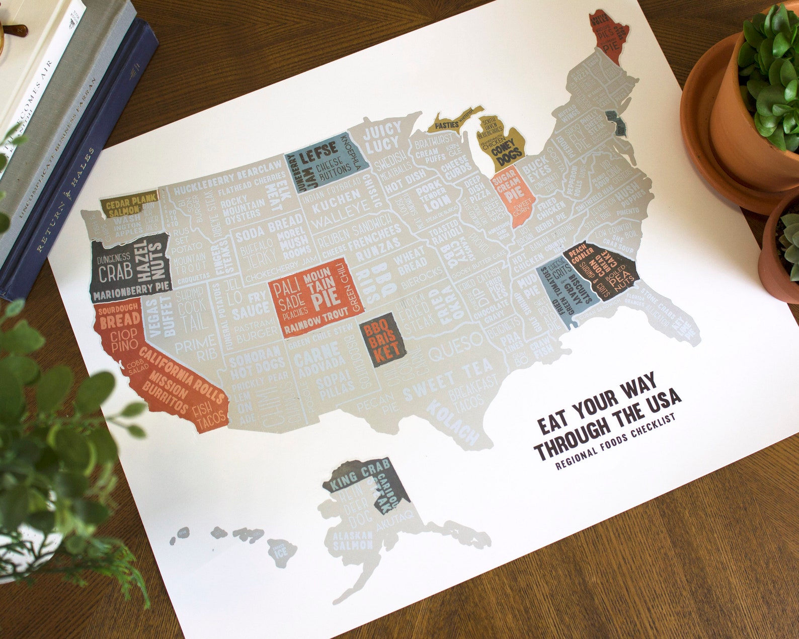 Scratch off American Foods Map Foodie Gift Kitchen Wall | Etsy