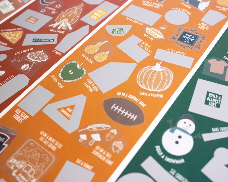 Kids Scratch off Seasonal Bucket List Poster Kids Room | Etsy