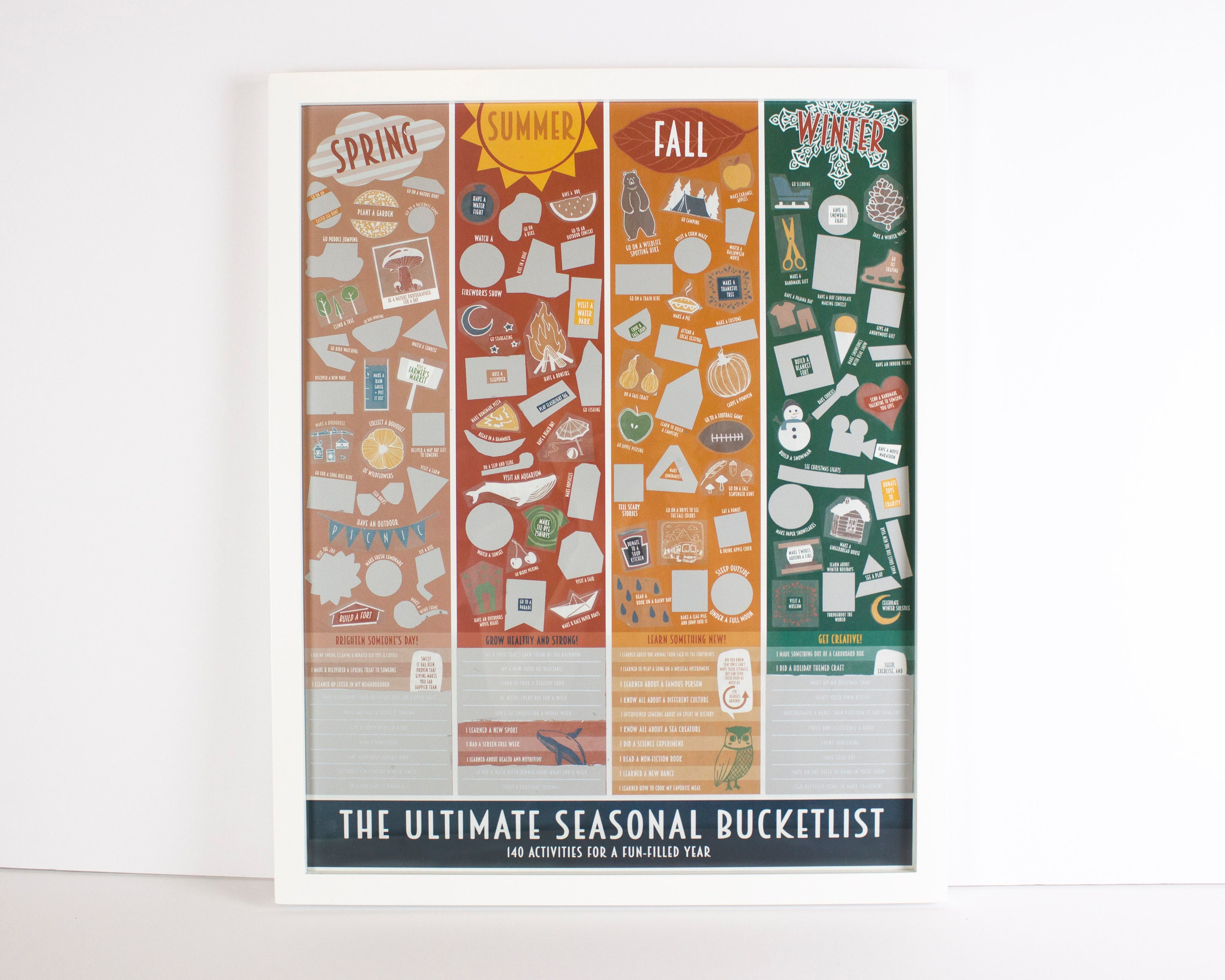 Kids Scratch Off Seasonal Bucket List Poster Kids Room | Etsy