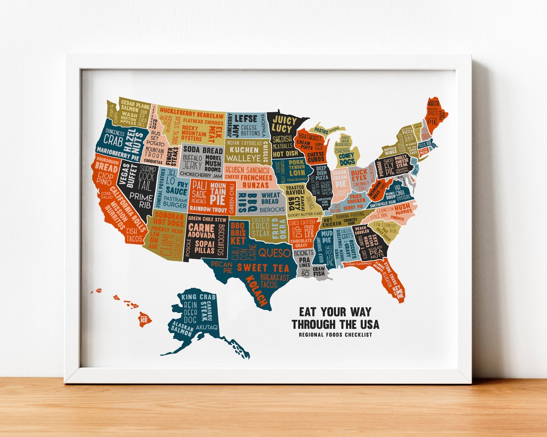 Scratch off American Foods Map – Foodie Gift – Kitchen Wall Décor ...