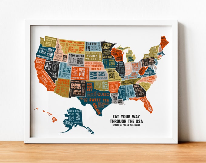 Scratch off American Foods Map – Foodie Gift – Kitchen Wall Décor ...
