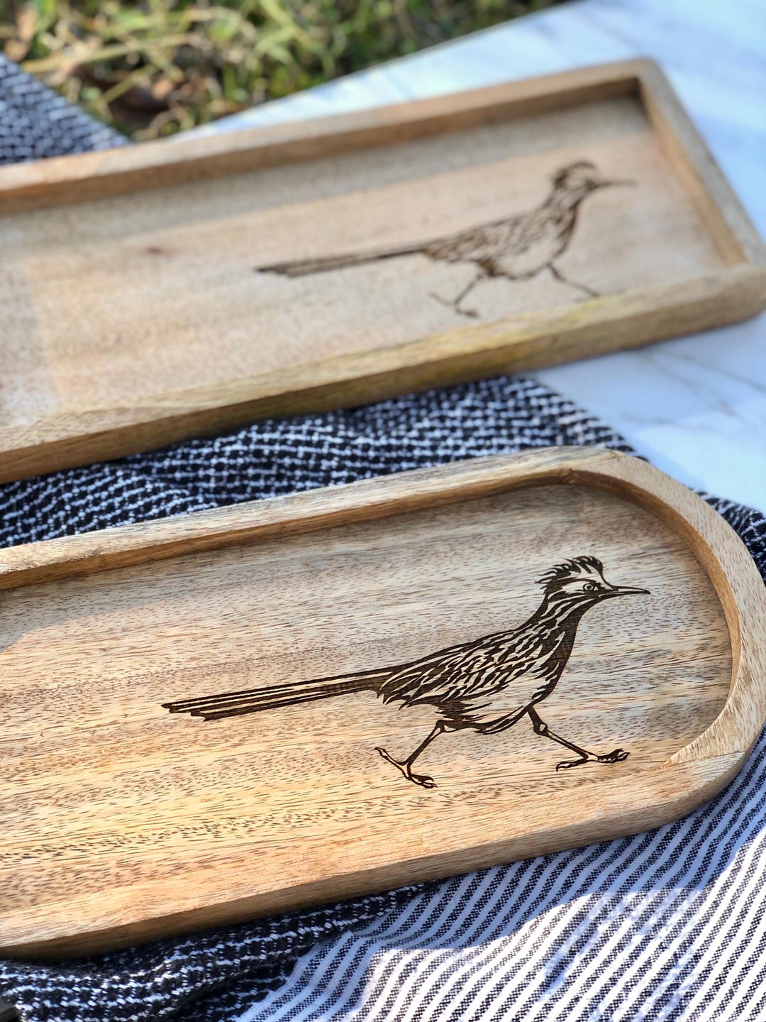 Roadrunner Engraved Wooden Tray, Farmhouse Coffee Table Tray, Country ...