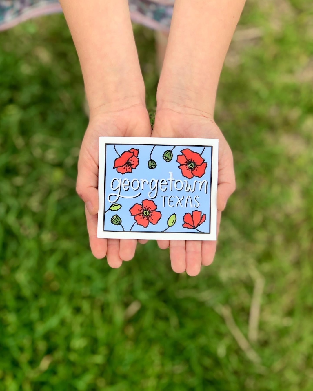 Georgetown Texas Red Poppy Vinyl Sticker: Hand-lettered Local Art - Etsy