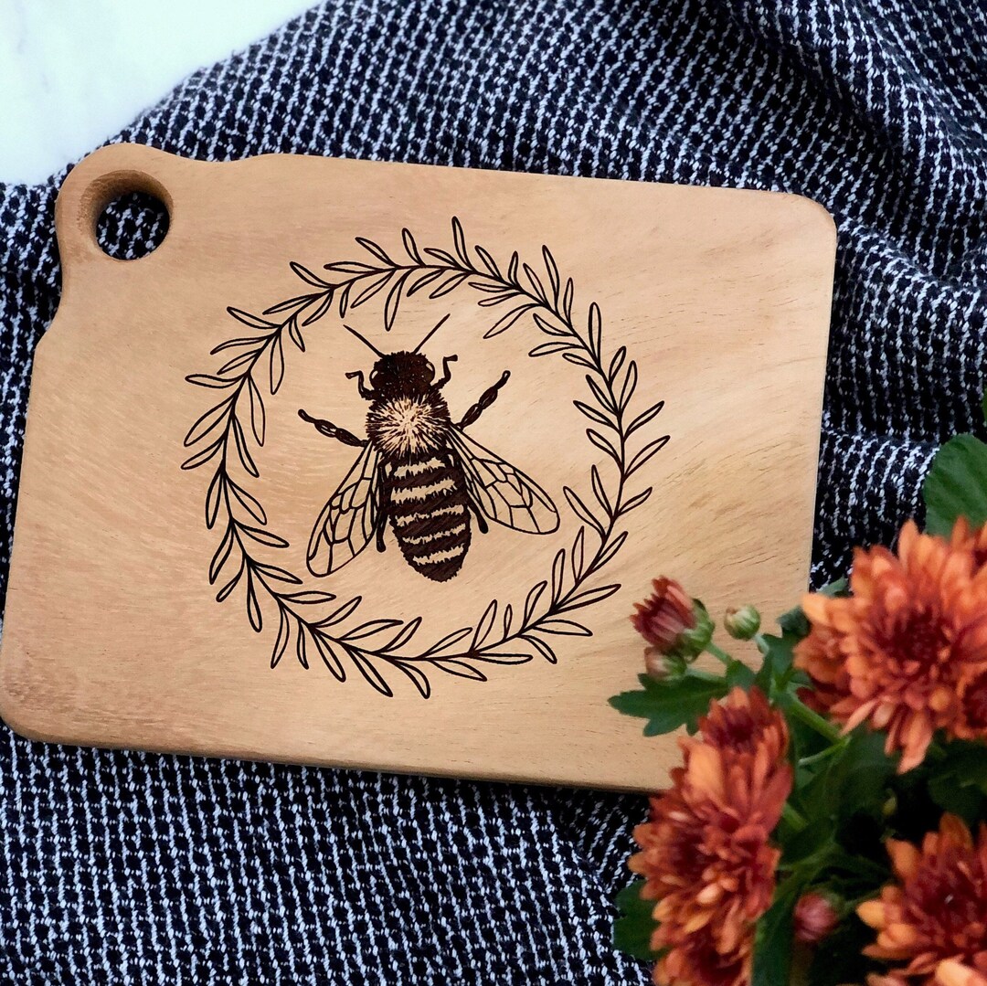 Engraved Honey Bee Charcuterie Board - Wooden Cheese Board, Boho ...