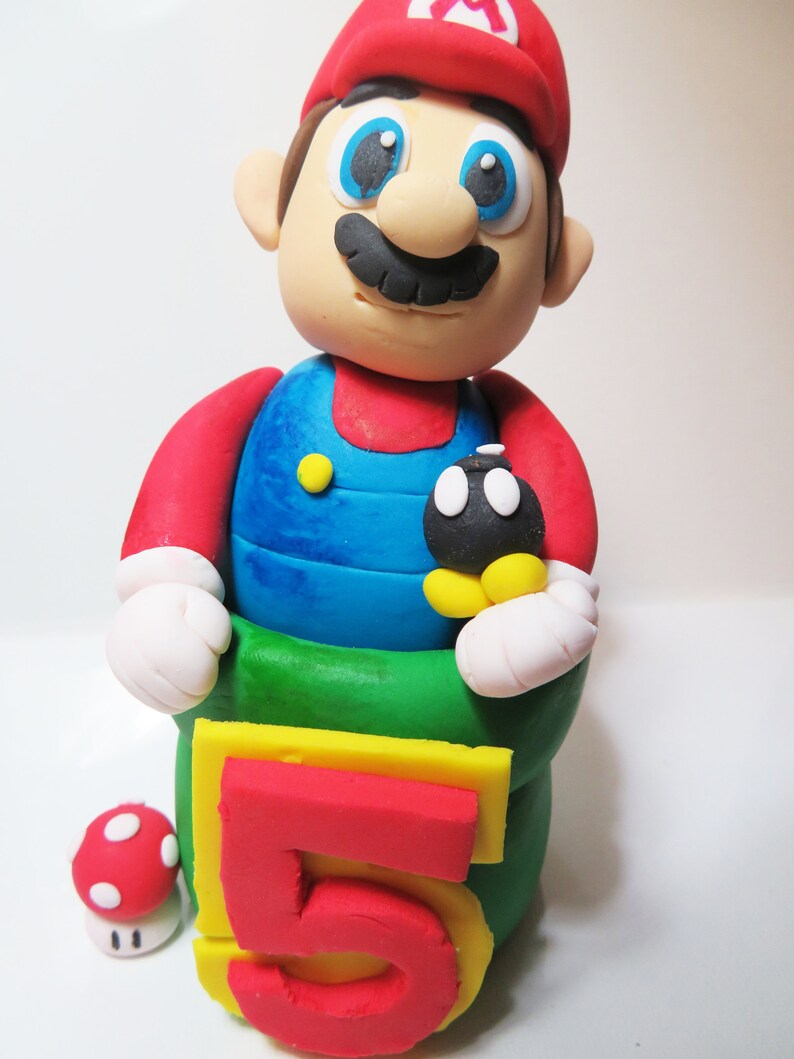 Super Mario in Green Pipe With Mushroom and Bomb Cake Topper. - Etsy