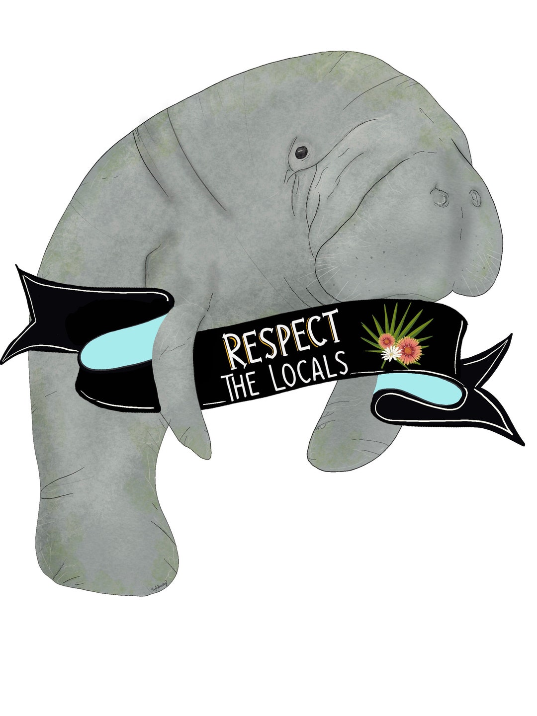 Respect the Locals Manatee Print - Etsy Österreich