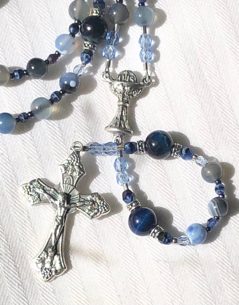 Boys First Holy Communion Mixed Blue Rosary - Etsy
