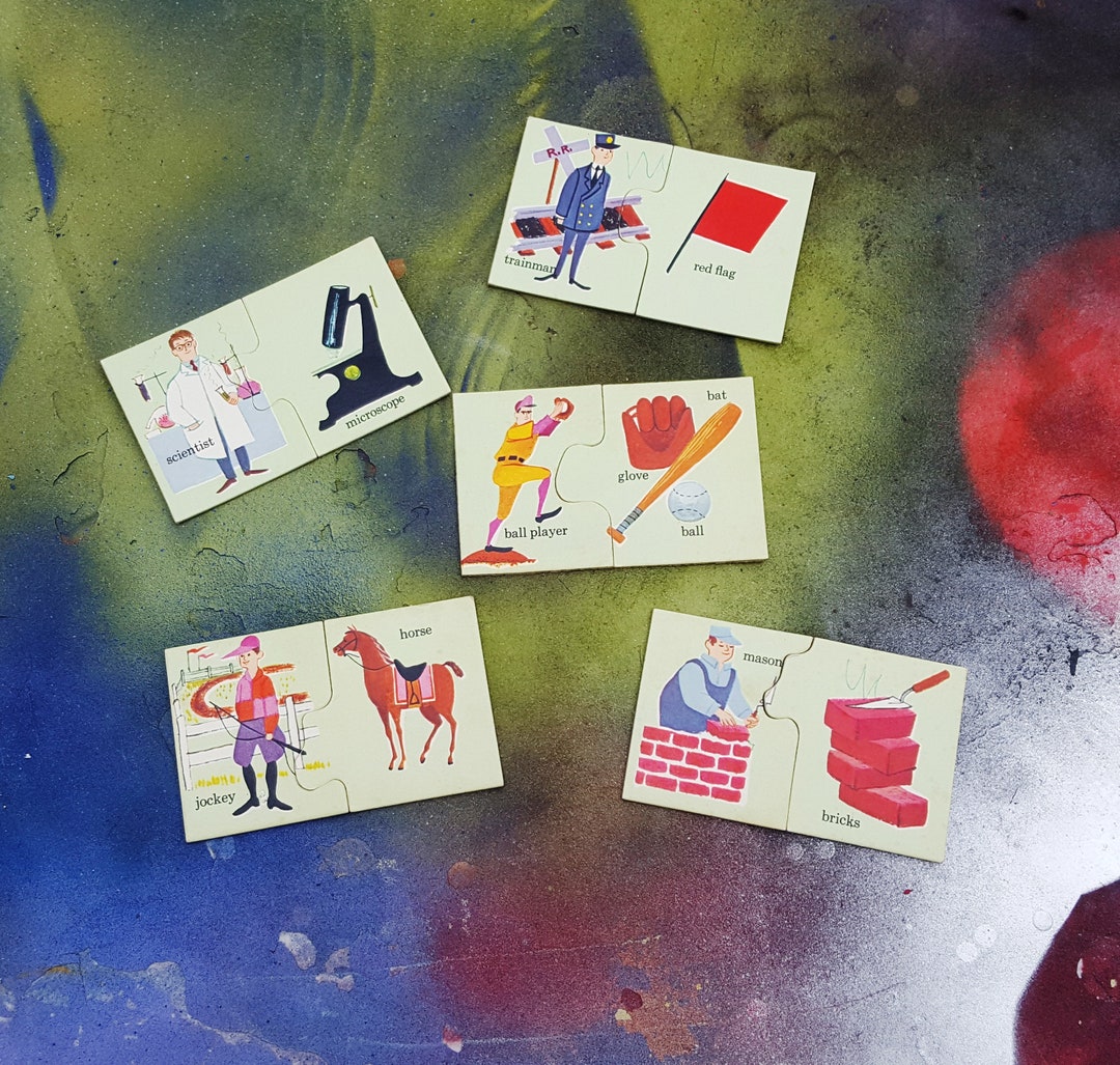 Vintage Playskool Match-ups Game Cards: People and Their Jobs, 1960s ...