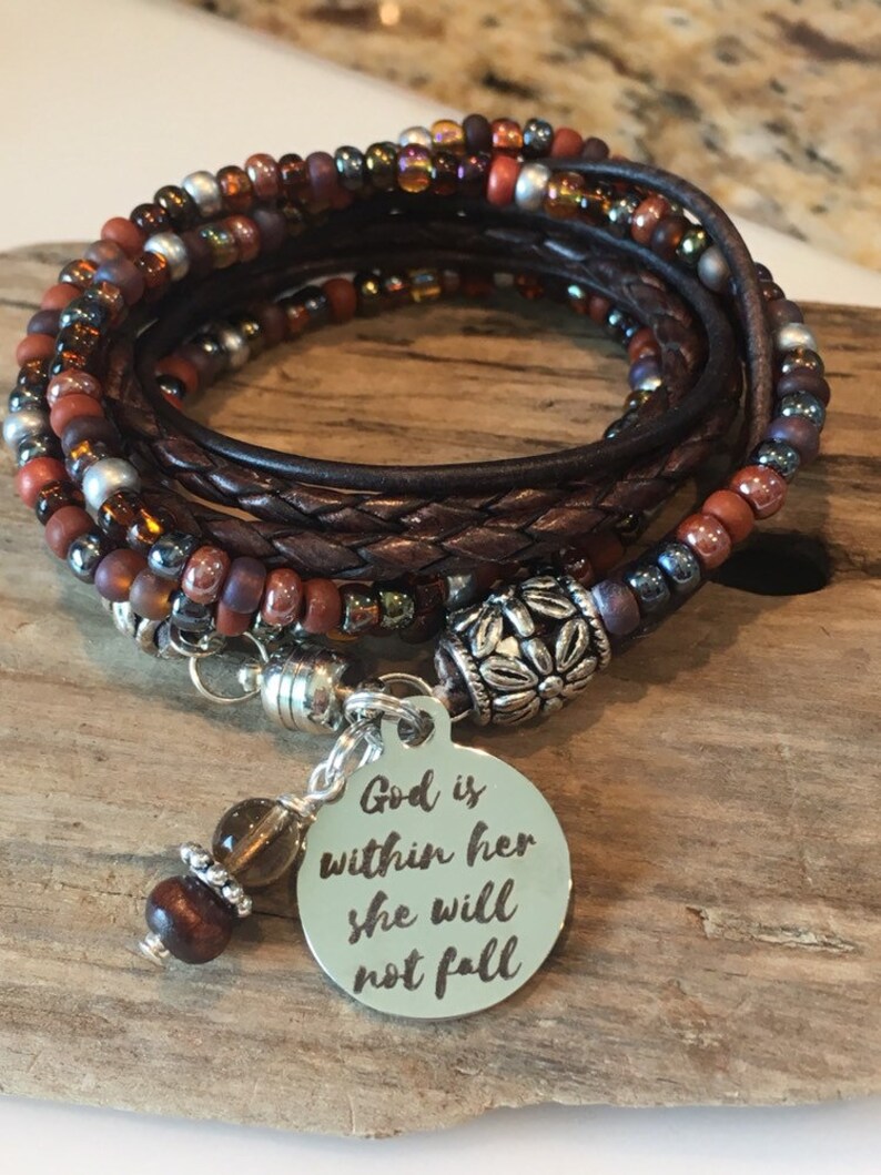 Brown Leather Bracelet Stack Boho Wrap Bracelet Leather - Etsy