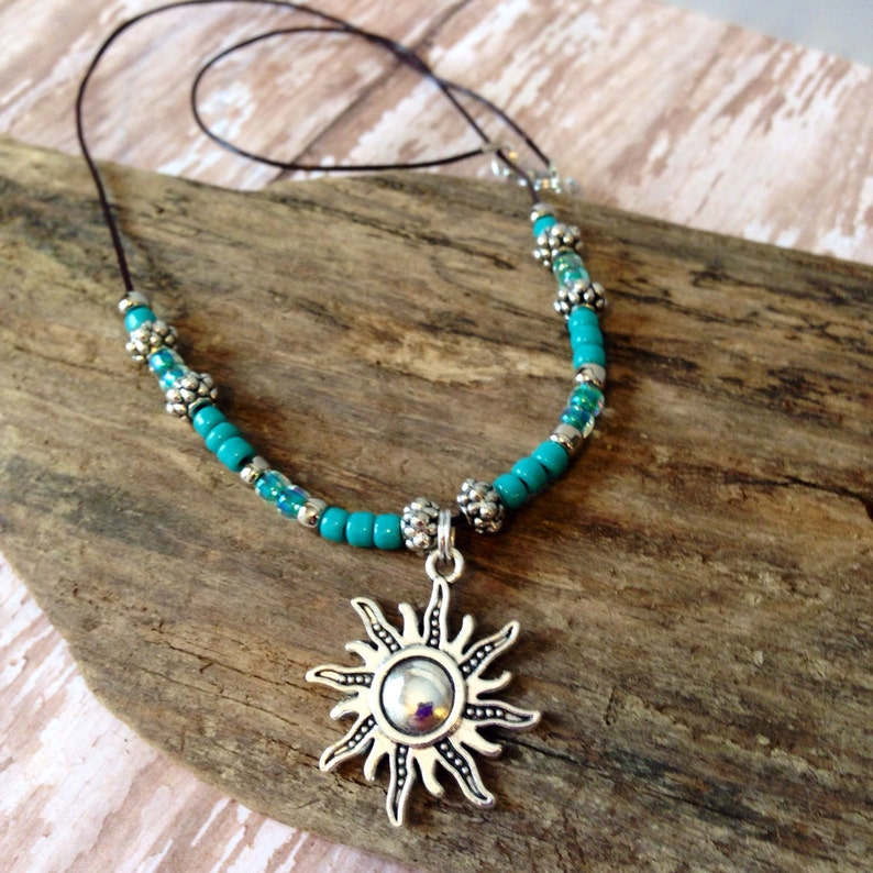 Boho Beaded Necklace CHOOSE Your CHARM Leather Cord - Etsy