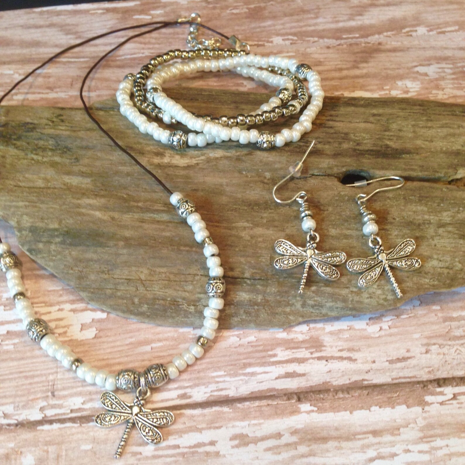 Bohemian Style Jewelry Set Necklace Bracelets and Dragonfly - Etsy