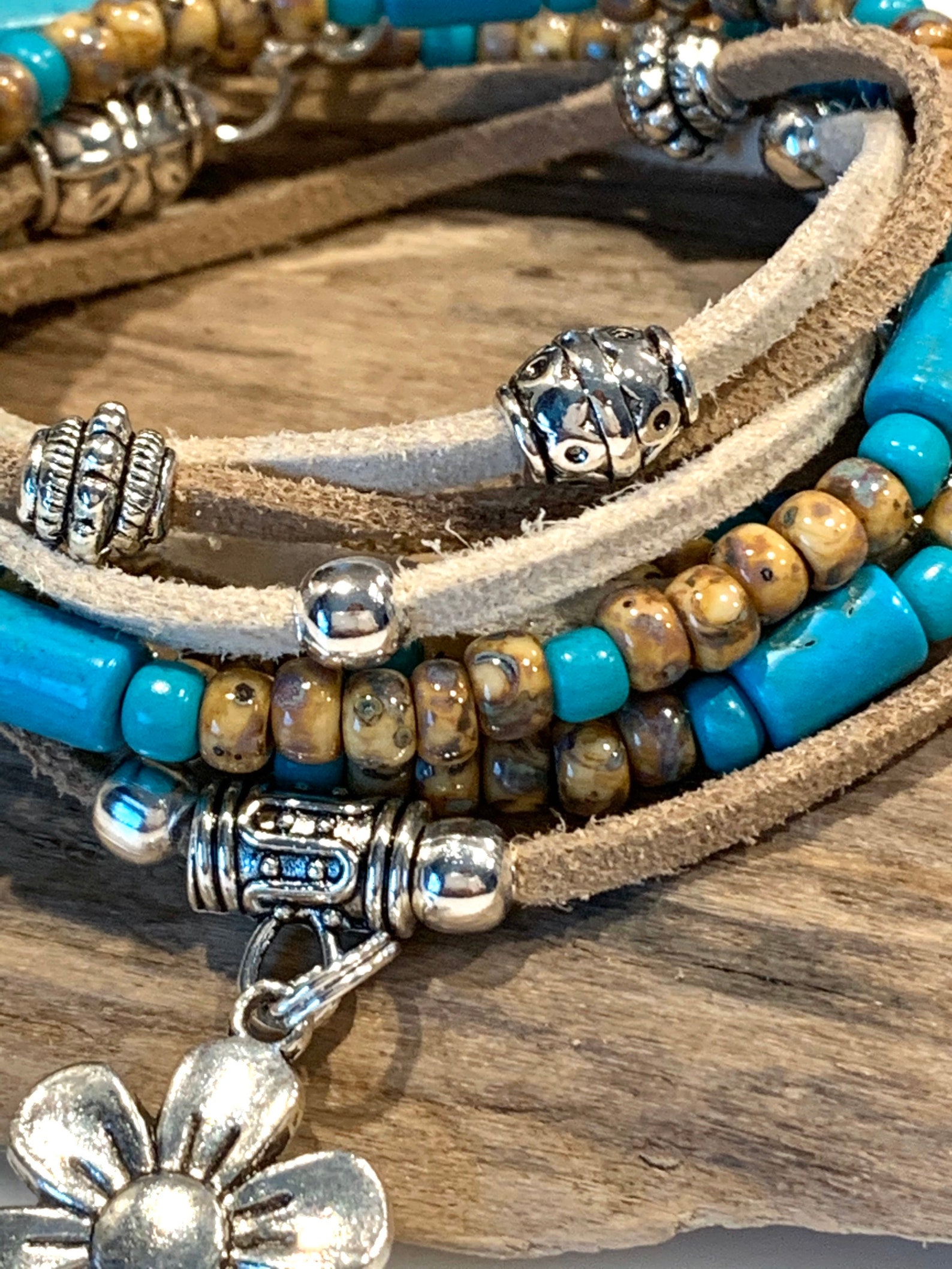 Boho Wrap Suede Gypsy Wrap Beaded Wrap Charm Bracelet - Etsy