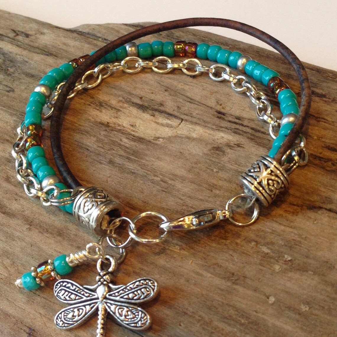 Turquoise Beacelet Beaded Boho Wrap Single Wrap Turquouse | Etsy