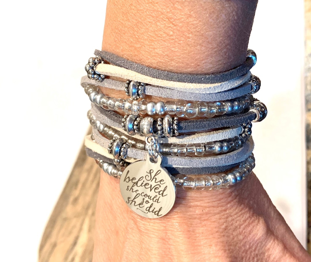 Boho Wrap, Suede Gypsy Wrap, Beaded Wrap, Charm Bracelet, Custom ...