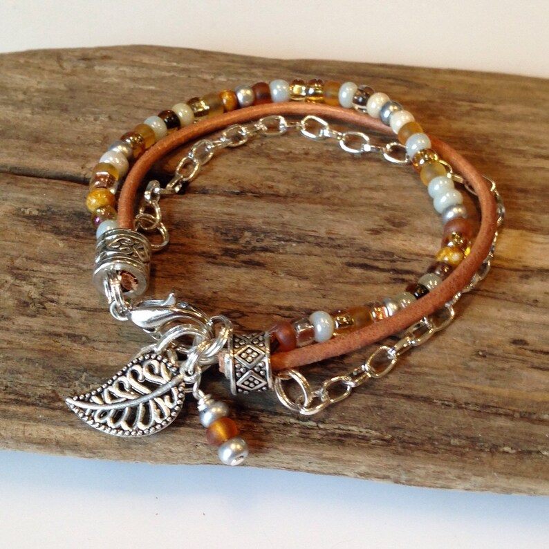 Beaded Boho Bracelet Boho Bracelet Leather Beaded Beacelet - Etsy