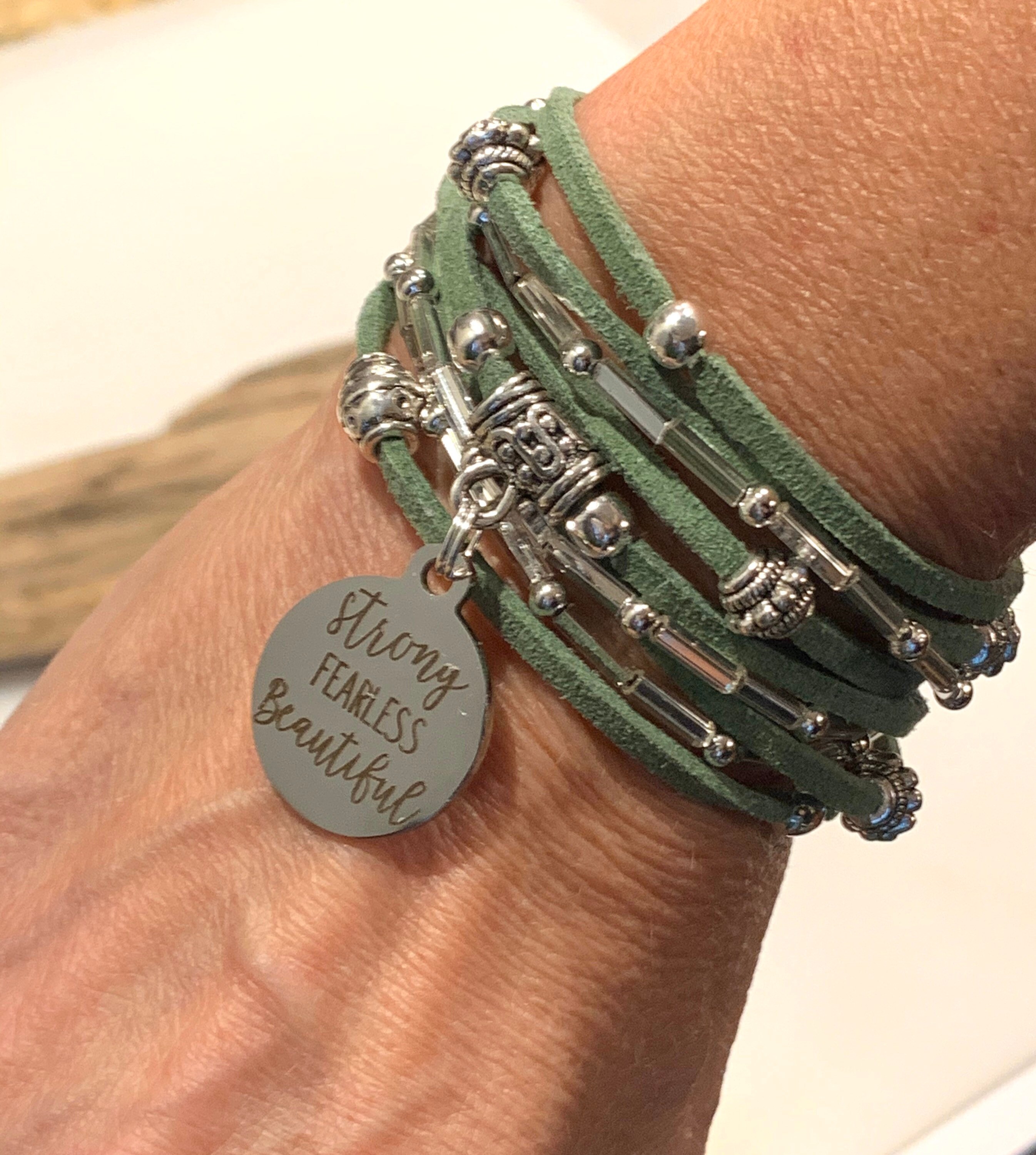 Boho Wrap, Suede Gypsy Wrap, Beaded Wrap, Charm Bracelet, Custom ...