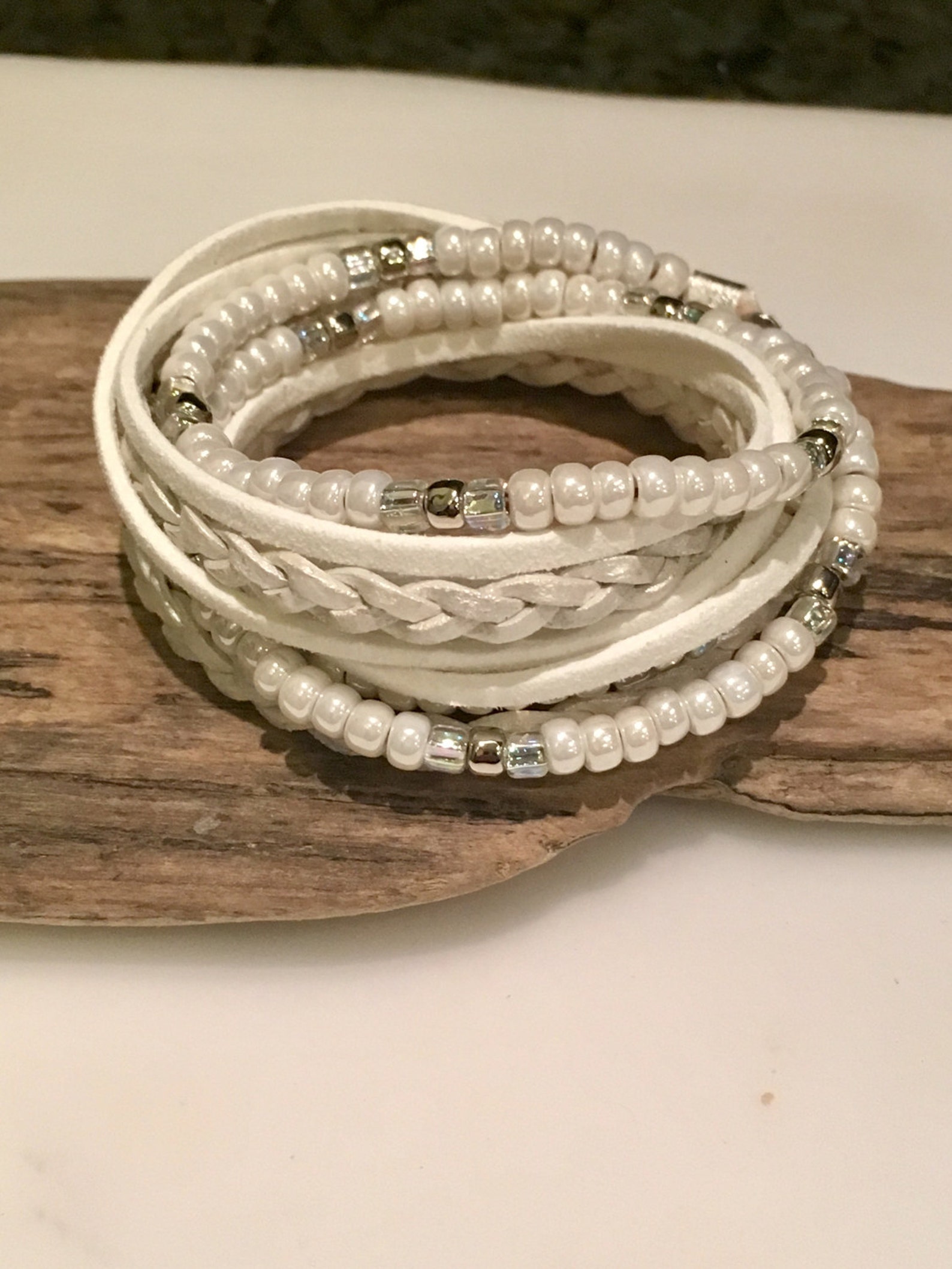Boho Leather Wrap Bracelet Deluxe Wrap Boho Chic White Etsy