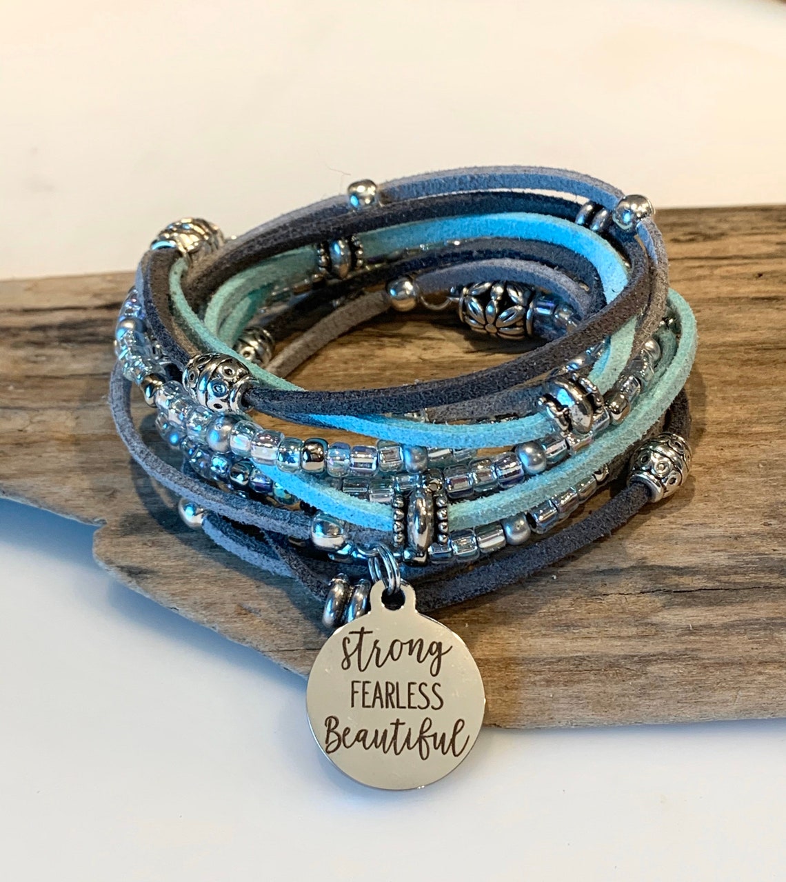 Boho Wrap, Suede Gypsy Wrap, Beaded Wrap, Charm Bracelet, Custom ...