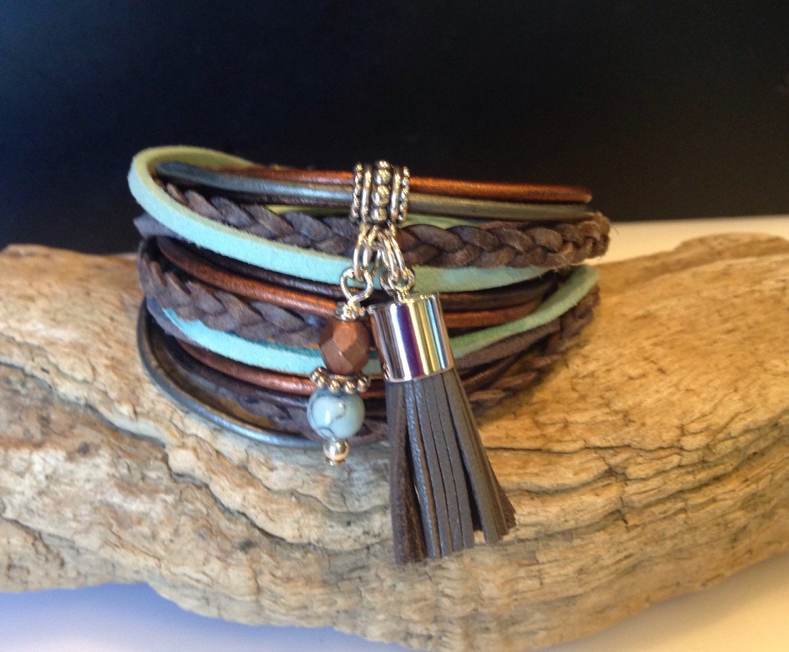 Leather Wrap Boho Wrapcuff Wrap Leather Wrap Bacelet - Etsy