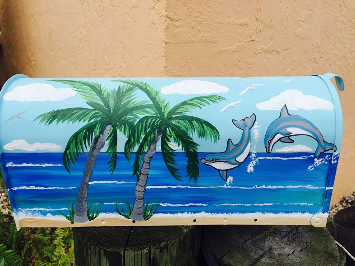Dolphin Beach Mailbox Hand Painted Mailbox dolphins sea | Etsy