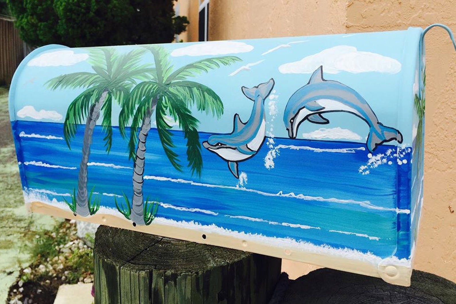 Dolphin Beach Mailbox Hand Painted Mailbox dolphins sea | Etsy