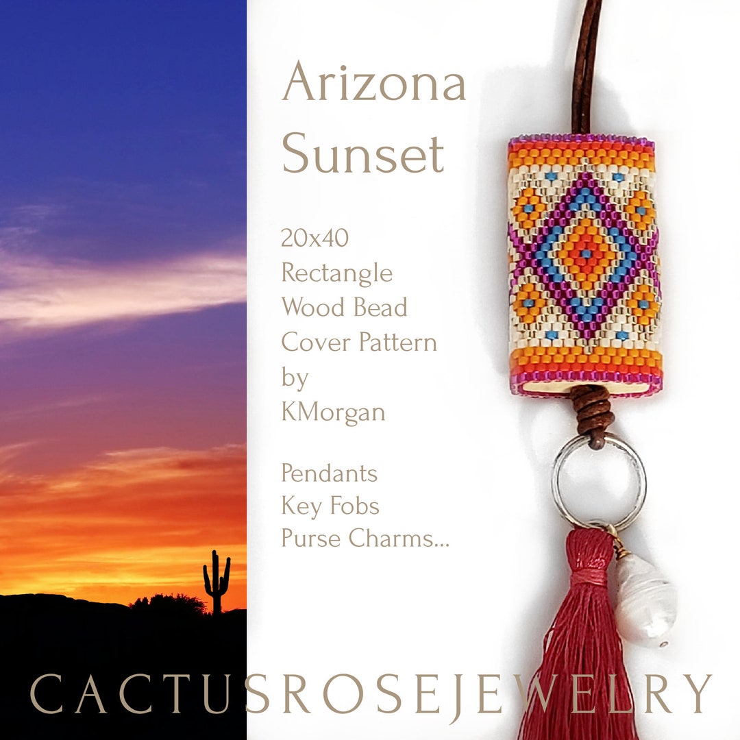 Arizona Sunset, Odd Count Peyote Pattern for 20x40mm Rectangle Wood ...