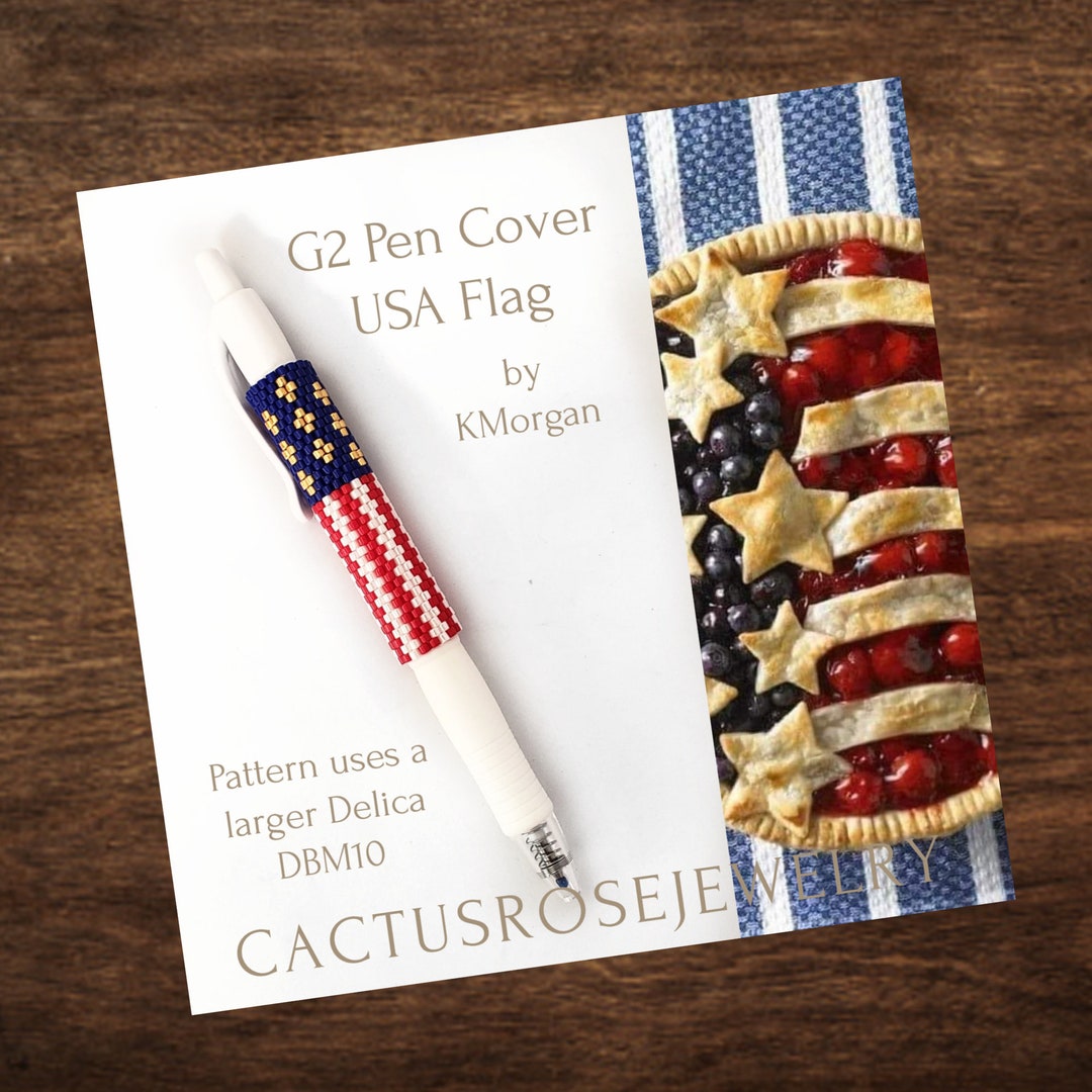 USA Flag Pen Cover Pattern, Even Count Peyote Using DBM10 Delica Beads ...