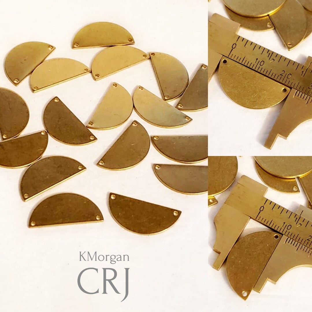 25.5x12.5mm Half Moon Blanks, Brass 2 Hole, Charm, Earrings, Stamping ...
