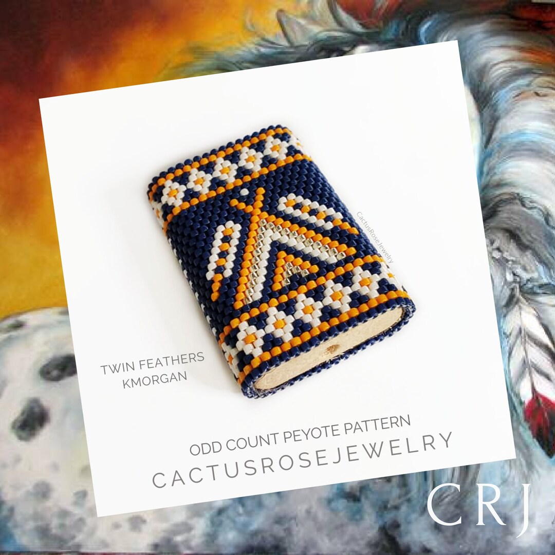 Twin Feathers Odd Count Peyote Pattern for Use With 45x30mm Wood Bead ...
