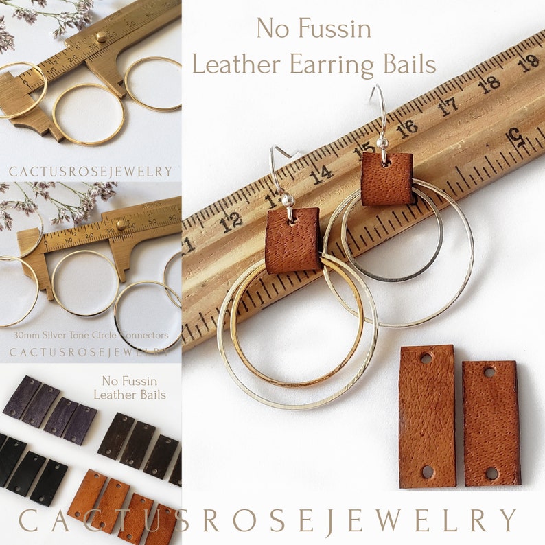 No Fussin Leather Earring Bails Large or Small, 1 Pair, 12 Colors to ...