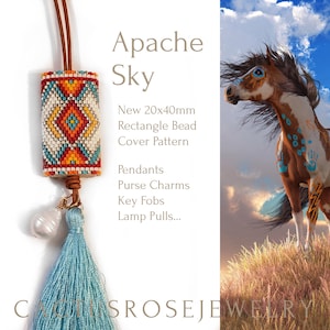 Apache Sky, New 20x40mm Rectangle Wood Bead Cover, Odd Count Pattern ...