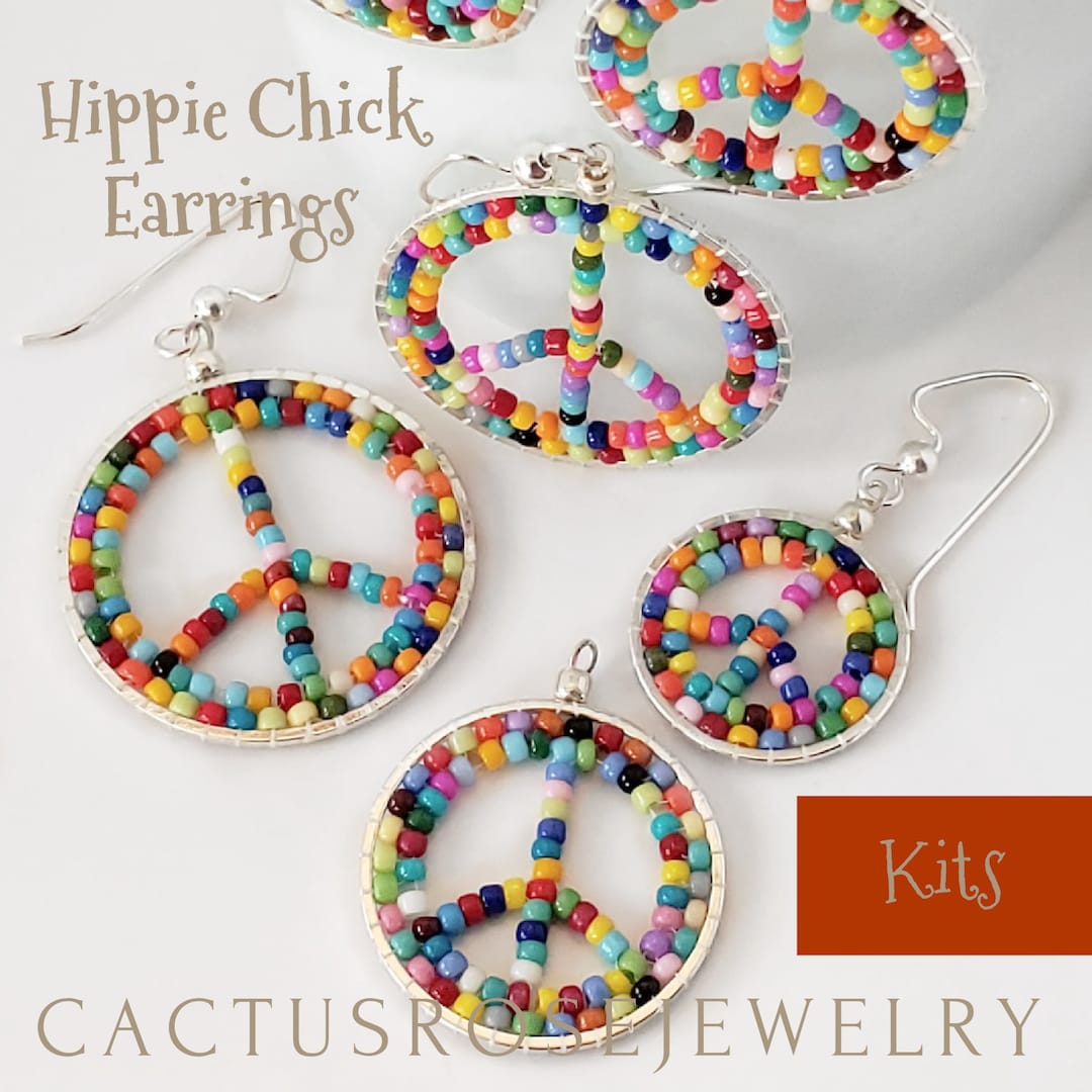 Hippie Chic Peace Sign Boho Earring KIT, Multi Color Bohemian ...