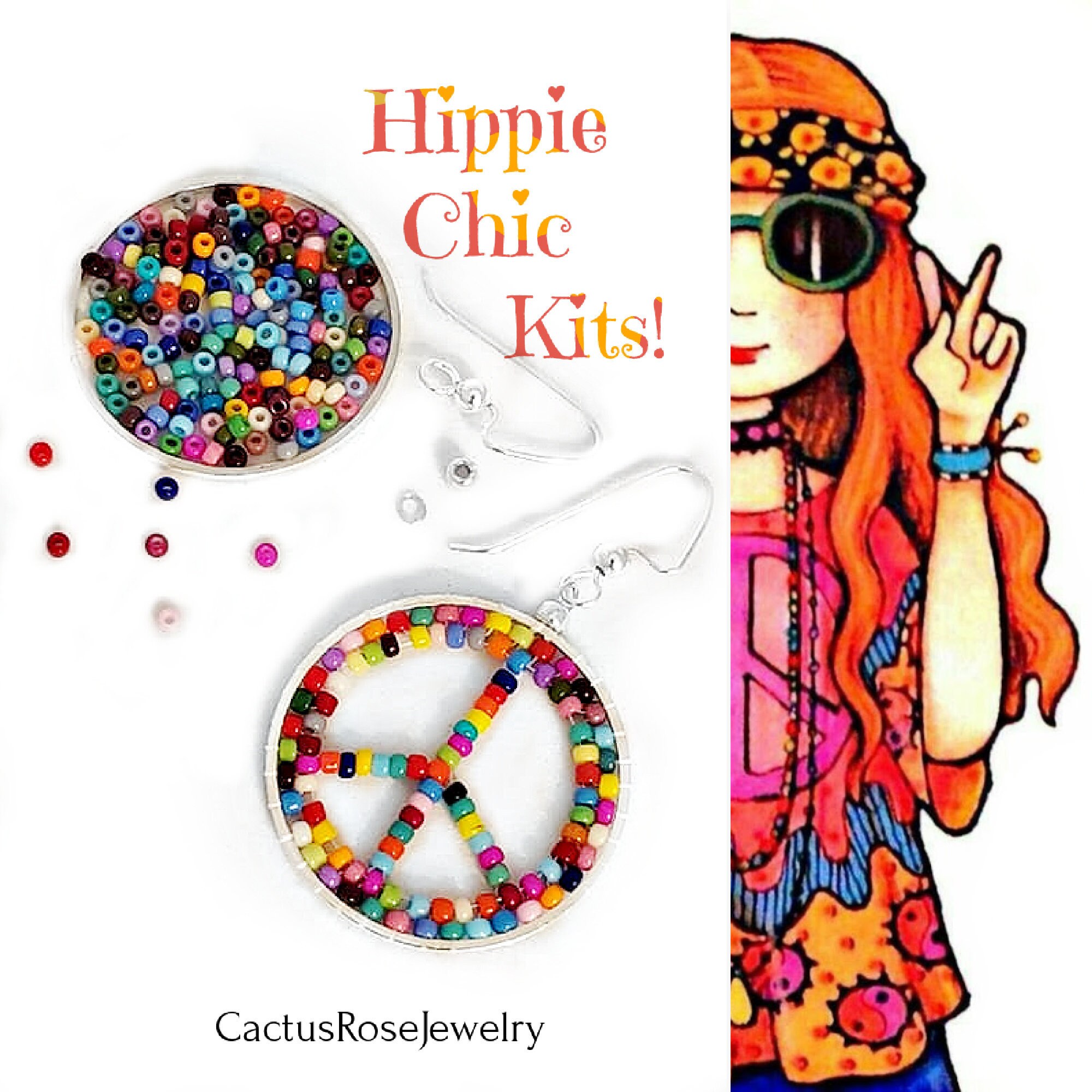 Hippie Chic Peace Sign Boho Earring KIT, Multi Color Bohemian ...