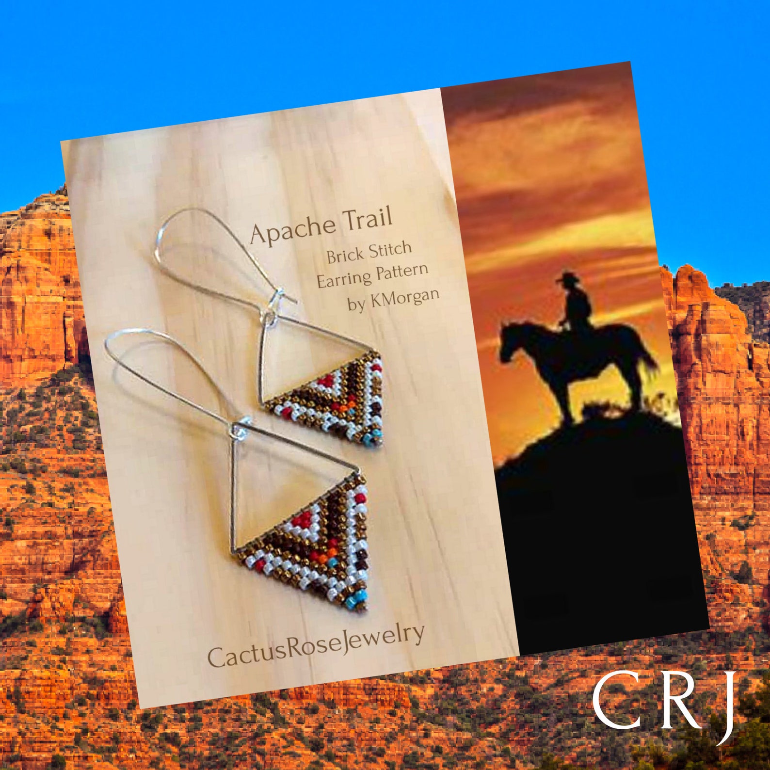 Wild Pony Earrings "apache Trail" 24mm Brick Stitch or Peyote Stitch ...