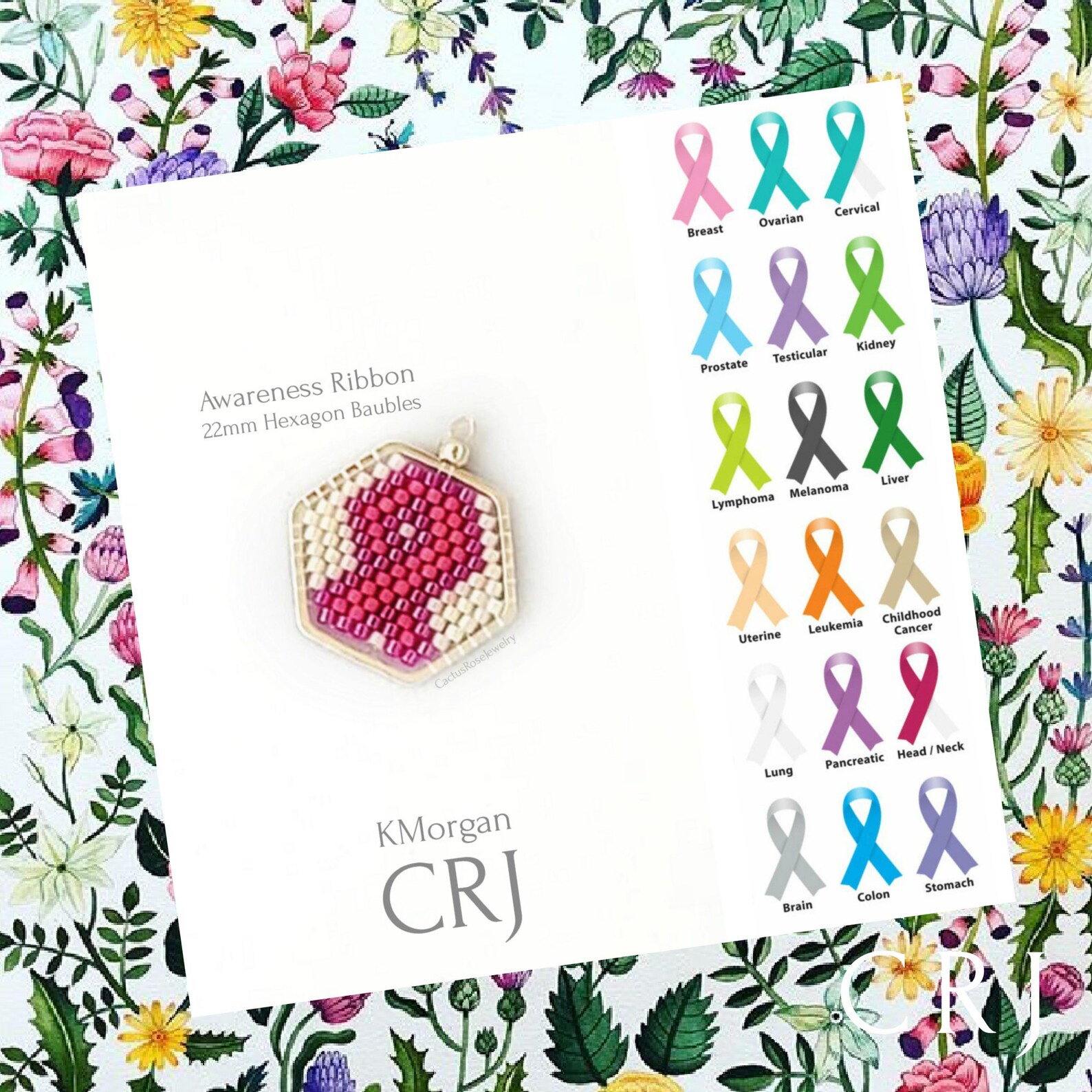 Awareness Ribbon 22mm Hexagon Bauble Pattern Odd Count Peyote - Etsy